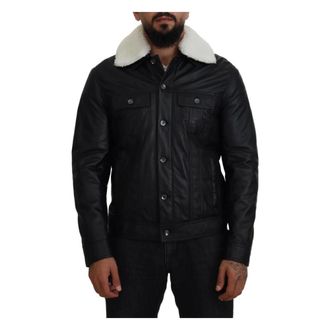 Dolce & Gabbana Stunning Lamb Leather Kragenjacke - - Jackets - Herren - Schwarzk - M