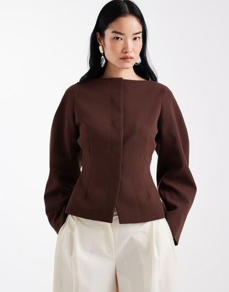 Asos Blazer &agrave; encolure bateau-Brown