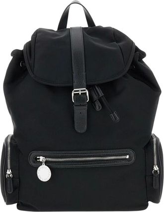 Stella McCartney Femme, Sacs, Noir, Taille: ONE Size Drawstring Flap Backpack