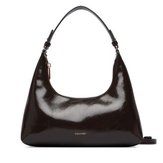 Calvin Klein Handtasche Calvin Klein Foil Logo Glossy Conv Shoulder B LV04F3737G Braun