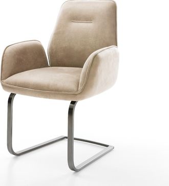 DELIFE Freischwinger Clea-Flex Mikrofaser Taupe Vintage Freischwinger flach Graphit, Esszimmerst&uuml;hle