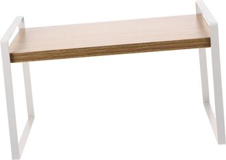 SOLUSTRE Schlichter Eisen Schreibtisch Organizer mit Bambusablage Kompakter Desktop B&uuml;cherregal und Kosmetik Aufbewahrungsst&auml;nder f&uuml;r B&uuml;ro Schlafzimmer und Kin