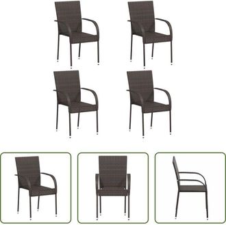 vidaXL vidaXL Poly Rattan - Stapelbare Gartenst&uuml;hle 4 Stk. Poly Rattan Braun