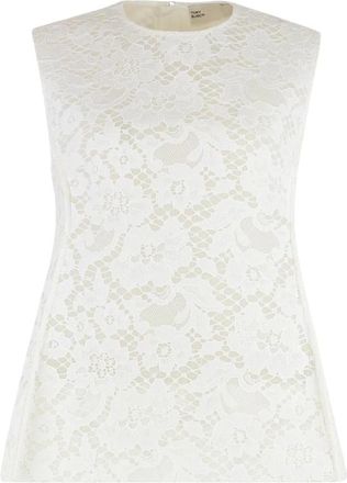 Tory Burch Femme, Blouses et Chemises, Blanc, Taille: 40 FR Haut en dentelle &agrave; motif de cordons