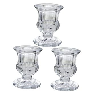 Cabilock Elegante Kerzenhalter Aus Glas 3er-Set Konische Kerzenhalter F&uuml;r Romantische Abendessen Hochzeiten Und Zuhause