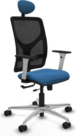 Piqueras y Crespo 8-Stunden-Schreibtischstuhl mit wei&szlig;en und schwarzen Armlehnen, h&ouml;henverstellbarer Lendenwirbelst&uuml;tze und festem Kopfteil, ausgestattet mit Syncro/Tra