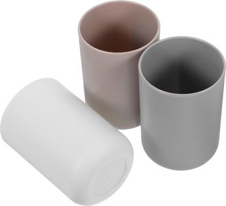 DOITOOL 3 St&uuml;ck Teiliges Unzerbrechliche in Wei&szlig; und Kaffee Robuste Mundsp&uuml;lbecher f&uuml;r Badezimmer Vielseitig als Trinkbecher und Zahnb&uuml;rstenhalter Geeignet