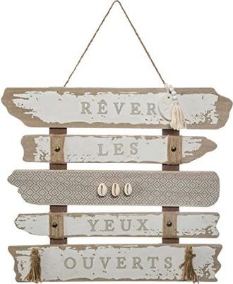 Atmosphera Atmosphera - D&eacute;co Murale Et&eacute; - Bois - 36x32-5 cm - Blanc