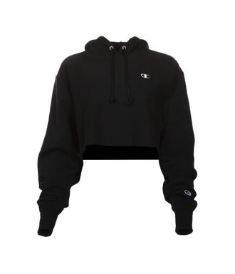 Champion Damen Abgeschnittene Kapuze mit umgekehrter Webart Kapuzenpullover, Black-549302, 36