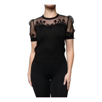 Dolce & Gabbana Schwarze Blumen Spitze Seidenbluse - - Blouses & Shirts - Damen - Schwarzk - XS