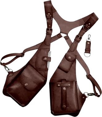 Generico Mittelalterliche Umhängetasche mit Diebstahlschutz aus Leder, verstellbar, für Damen und Herren, Retro-Tasche Steampunk mit Gurt, Schultertasche für C