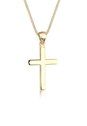 Elli Halskette Damen Kreuz Symbol Basic in 925 Sterling Silber Vergoldet