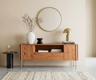 DELIFE Sideboard Rivoro 175 cm Akazie Natur 2 T&uuml;ren 1 Schubfach 1 Fach, Sideboards