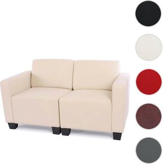 Mendler Canapé modulaire 2 places Canapé Lyon, simili cuir rouge-brun