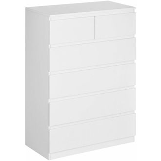 HOMCOM Homcom - Commode 6 tiroirs style contemporain dim. 80L x 39l x 115H cm poignées invisibles blanc