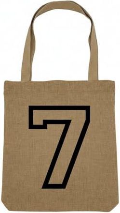 Fabulous Sac Shopping Tote Bag Aspect Lin - Num&eacute;ro de Maillot 7 Noir et Blanc Foot Sport Basket - Sac de Courses Toile Epaisse 360g Beige Naturel Cabas Port&eacute; E