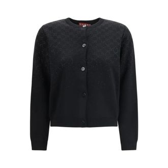 Gucci Feine Strickjacke aus Wolle mit GG-Kristallen - - Knitwear - Damen - Schwarzk - S