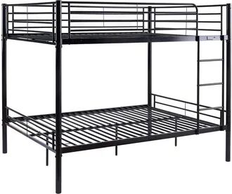 Habitat et Jardin Habitat Et Jardin - Lit superpos&eacute; double 140 x 190 cm - Structure m&eacute;tal noir - Barri&egrave;res de protection - &Eacute;chelle int&eacute;gr&eacute;e - Optimisation espace