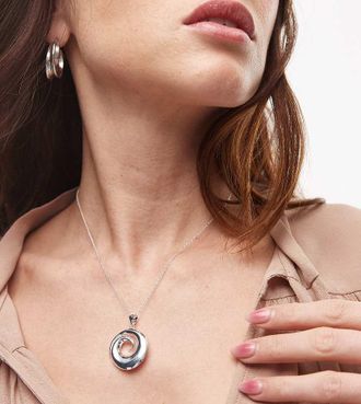 Seol + Gold Halskette aus Sterlingsilber mit spiralf&ouml;rmigem Anh&auml;nger