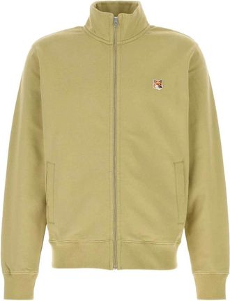 Maison Kitsun&eacute; Homme, Sweatshirts et sweats &agrave; capuche, Vert, Taille: L SweaT-shirt Zipp&eacute; avec Patch T&ecirc;te de Renard Fox Head