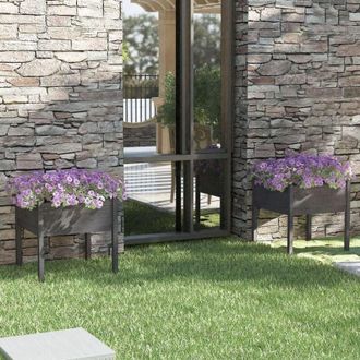 vidaXL Vidaxl - Jardini&egrave;res 2 pcs Gris 70x70x70 cm Bois de pin massif