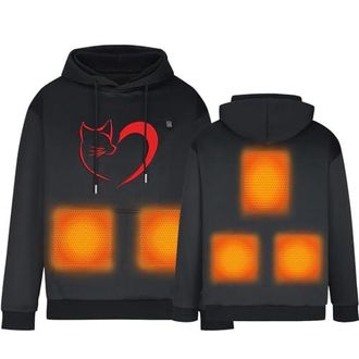 Generic Sweat &agrave; capuche d&eacute;contract&eacute; unisexe avec 5 chauffages USB, cadeau de Saint-Valentin 2026, Noir, 5XL