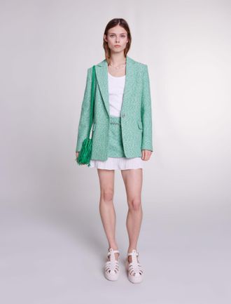 Maje Veste En Tweed - Vert - Taille 34 - Maje