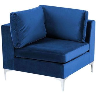 Beliani Modul Ecksessel Blau Polsterbezug aus Samtstoff quadratisch mit 2 R&uuml;ckenkissen Modernes Glamour Design Arbeits- und Wohnzimmer Salon M&ouml;bel