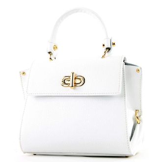 modamoda.de T182 - ital. Damen Henkeltasche Klein Leder, Farbe:Wei&szlig;