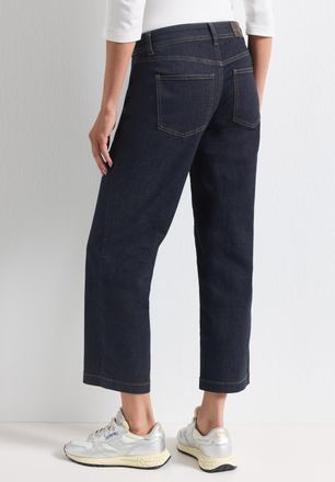 Street One Comfort-fit-Jeans STREET ONE, Damen, Gr. 29, L&auml;nge 28, blau (rinse washed), Jeans, 72% Baumwolle, 27% Polyester, 1% Elasthan, unifarben, kn&ouml;chellang, 