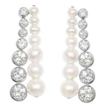 Completedworks CompletedWorks Freshwater Pearl and Zirconia Drop Stud Earrings