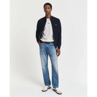 GANT Ultrafeiner Lambswool Zip Cardigan - - Knitwear - Herren - Blau - 3XL