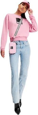 Karl Lagerfeld Karl Lagerfeld Jeans, Femme, Sweat &Agrave; Logo Encadr&eacute;, Coupe Classique, Violet, XS