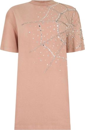 Philipp Plein Femme, Robes, Rose, Taille: 42 FR T-Shirt Dress Spiderweb Strass