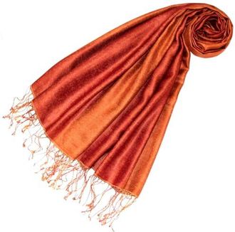 Lorenzo Cana Lorenzo Cana Pashmina 78674 &Eacute;charpe de luxe pour femme 100 % soie 55 x 185 cm Motif cachemire Multicolore, Rouge ocre dor&eacute;, 55 x 186 cm