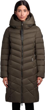 Khujo Damen Langer Wintermantel warmer Steppmantel mit Schl&uuml;sselanh&auml;ngerund verstellbarer Kapuze Odana3-YM Dark Green Gr. XS