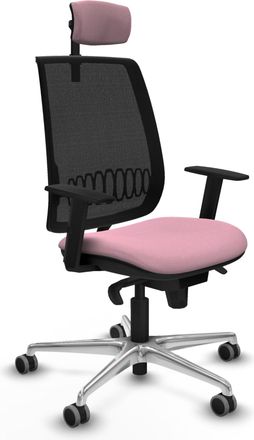 Piqueras y Crespo Alares Computerstuhl mit 1D-Armen, h&ouml;henverstellbare Lendenwirbelst&uuml;tze und h&ouml;henverstellbares Kopfteil, Schwarz/Rosa