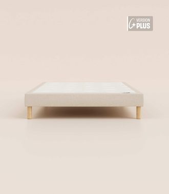 Tediber Sommier tapissier 140x190 cm Plus - Monobloc - Beige - Bois responsable - Qualit&eacute; h&ocirc;teli&egrave;re - Fait en France et en Belgique - Tediber
