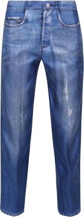 Jucca Femme, Jeans, Bleu, Taille: 38 FR Pantalon en Soie Effet Denim