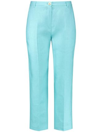 Gerry Weber Damen Schlichte 7/8 Hose mit B&uuml;gelfalten unifarben 7/8 L&auml;nge Aqua Splash 44