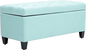 HOMCOM Sitzbank mit Stauraum Polsterbank mit Leinenoptik, Sitztruhe mit Holzbeine, Truhenbank f&uuml;r Wohnzimmer Schlafzimmer Flur 100 x 40 x 44 cm Gr&uuml;n