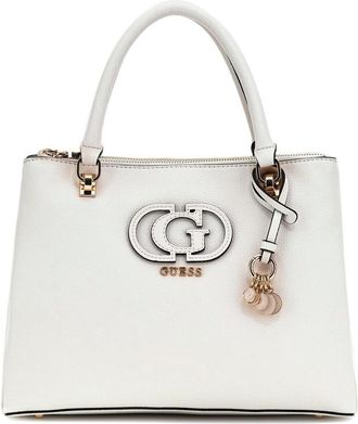 Guess Damen Calebra Status Satchel, Modische Handtasche Accessoires, Umhängetasche, Cremeweiß