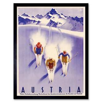 Wee Blue Coo Travel Tourism Winter Sport Austria Ski Snow Alps Art Print Framed Poster Wall Decor Kunstdruck Poster Wand-Dekor-12X16 Zoll
