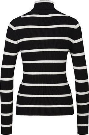 19V69 Rollkragenpullover Anita Wintersports aus Viskosemix mit Querstreifen und Brustschriftzug