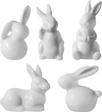 BESPORTBLE 3er-Set Keramik-Osterhasen - Wei&szlig;e Porzellan-Hasenfiguren (Mini-Deko) f&uuml;r Tisch, Ostern, Bonsai & Puppenhaus - S&uuml;&szlig;e Tierfiguren als Fr&uuml;hlingsdekoratio