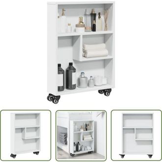 vidaXL The Living Store - vidaXL Aufbewahrungswagen Schmal Wei&szlig; 48x13x68 cm Holzwerkstoff