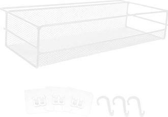 Cabilock Rustikaler Metall H&auml;ngekorb Wandorganizer Eisengitter Aufbewahrungskorb ohne Bohren K&uuml;chen und Badregal zur Wandmontage Gro&szlig;er Multifunktionaler Draht