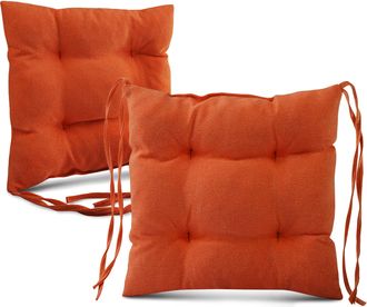 MG Design 2er-Set Stuhlkissen 40x40 cm orange - Stuhlkissen mit Bändern, Steppkissen, Bodenkissen - Sitzkissen für Gartenstuhl, für Indoor und Outdoor, Outdoor 