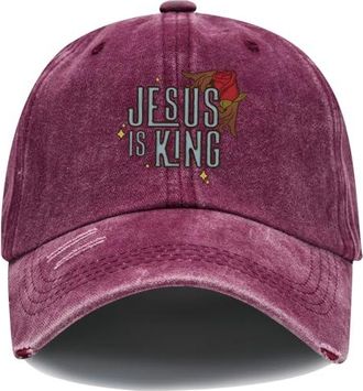 Generic Jesus is King Casquette de baseball, casquette J&eacute;sus, casquette chr&eacute;tienne Dieu, unisexe, Rouge vin fonc&eacute; 1, 53