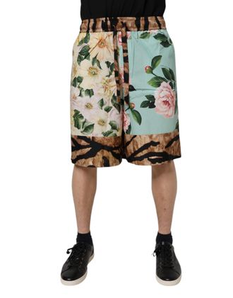 Dolce & Gabbana Multicolor Floral Print Men Bermuda Shorts Cotton Silk
